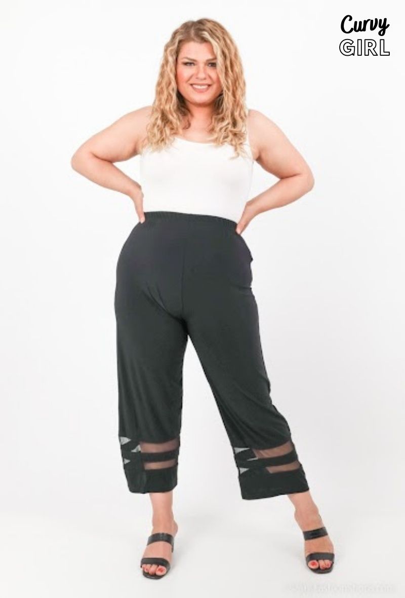 Dreams Plus - Malta. PLUS SIZE TROUSER WITH CHIFFON INSERT